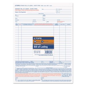 TOPS Bill of Lading 16-Line, Four Part Carbonless Sheet, 50 Sets/50-Pack - 3847