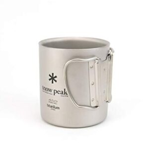 Snow Peak Titanium Double-Wall Mug - Durable & Lightweight Insulated Mug - Camping - 15.2 fl oz - Silver