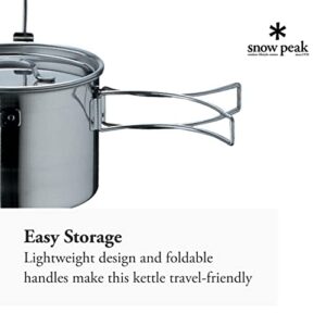 Snow Peak Kettle No. 1 - Stainless Steel Kettle for Outdoor Cooking - Durable Camping Kettle for Camping & Hiking