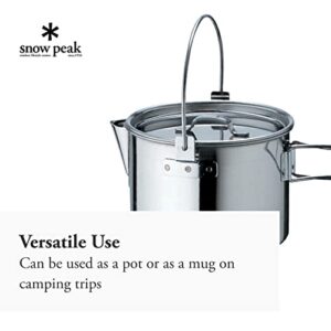 Snow Peak Kettle No. 1 - Stainless Steel Kettle for Outdoor Cooking - Durable Camping Kettle for Camping & Hiking