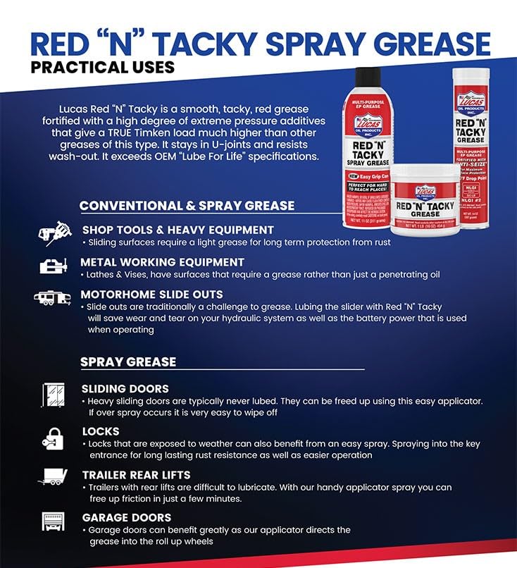 Lucas Oil 10005 Red 'N' Tacky Grease - 14 Ounce