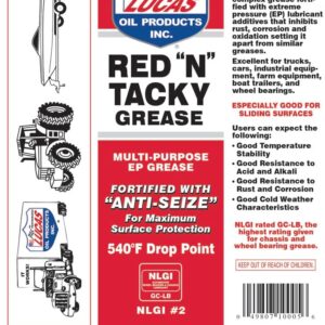 Lucas Oil 10005 Red 'N' Tacky Grease - 14 Ounce