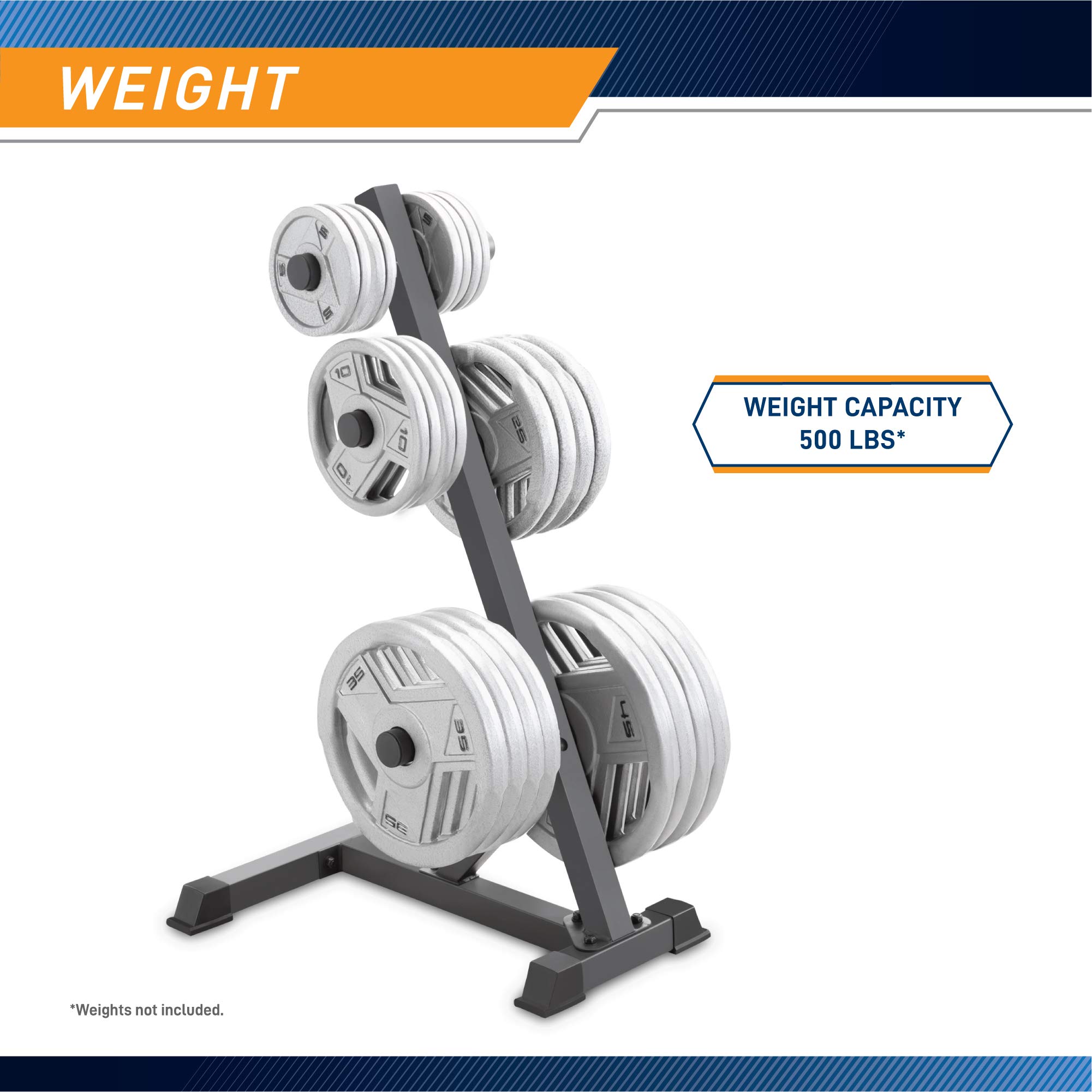 Marcy Olympic Weight Plate Tree Compact Exercise Equipment Storage Rack for 2-inch Weight Plates PT-45