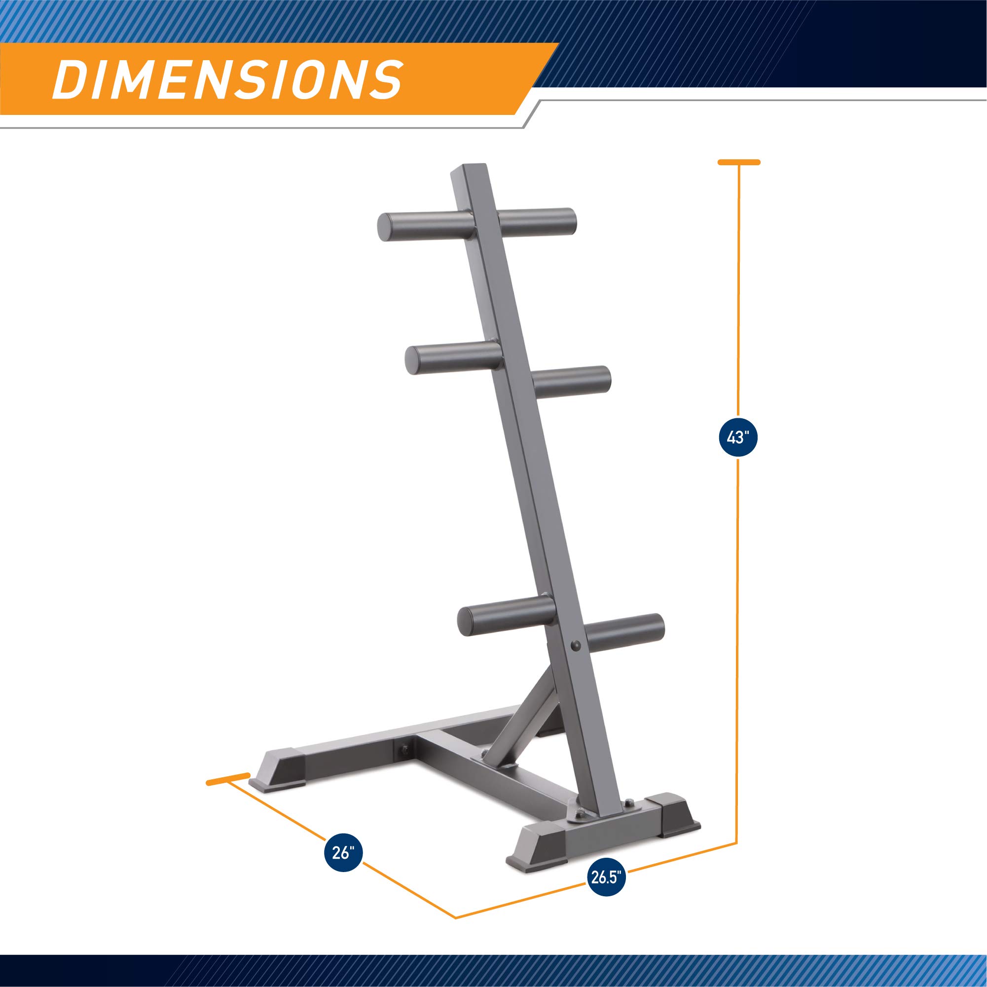 Marcy Olympic Weight Plate Tree Compact Exercise Equipment Storage Rack for 2-inch Weight Plates PT-45