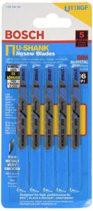 bosch u118gf 5-piece 2-3/4 in. 36 tpi flexible for metal u-shank jig saw blades