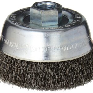 BOSCH WB524 3 1/2-Inch Crimped Carbon Steel Cup Brush, 5/8-Inch x 11 Thread Arbor