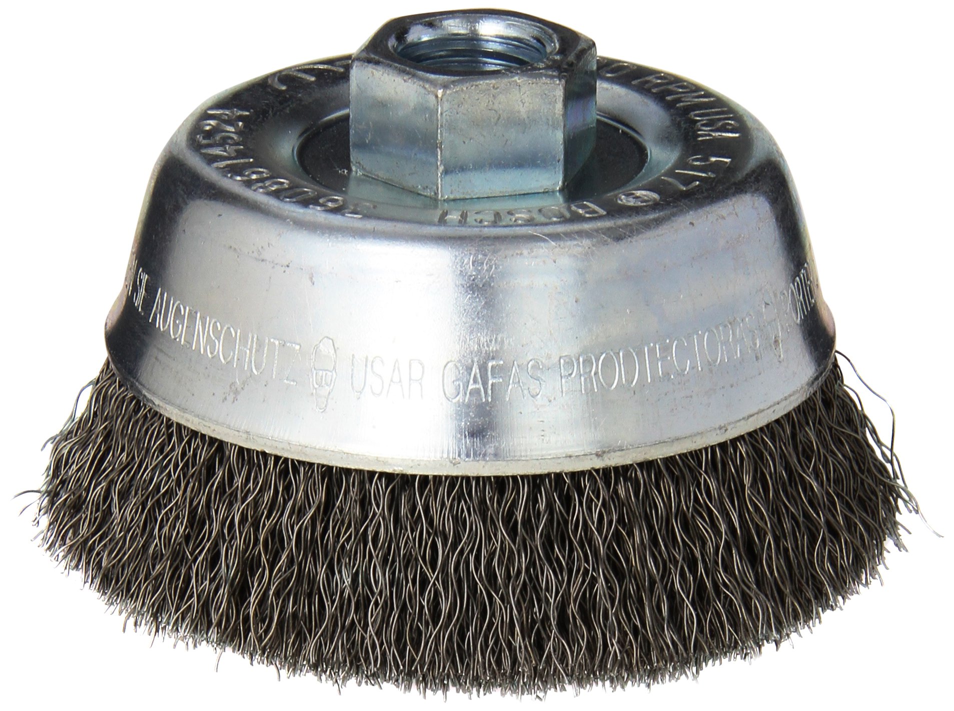 BOSCH WB524 3 1/2-Inch Crimped Carbon Steel Cup Brush, 5/8-Inch x 11 Thread Arbor