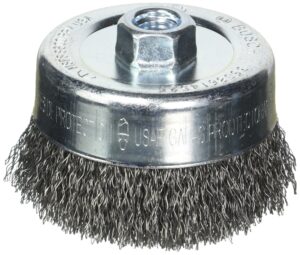 bosch wb525 4-inch crimped carbon steel cup brush, 5/8-inch x 11 thread arbor