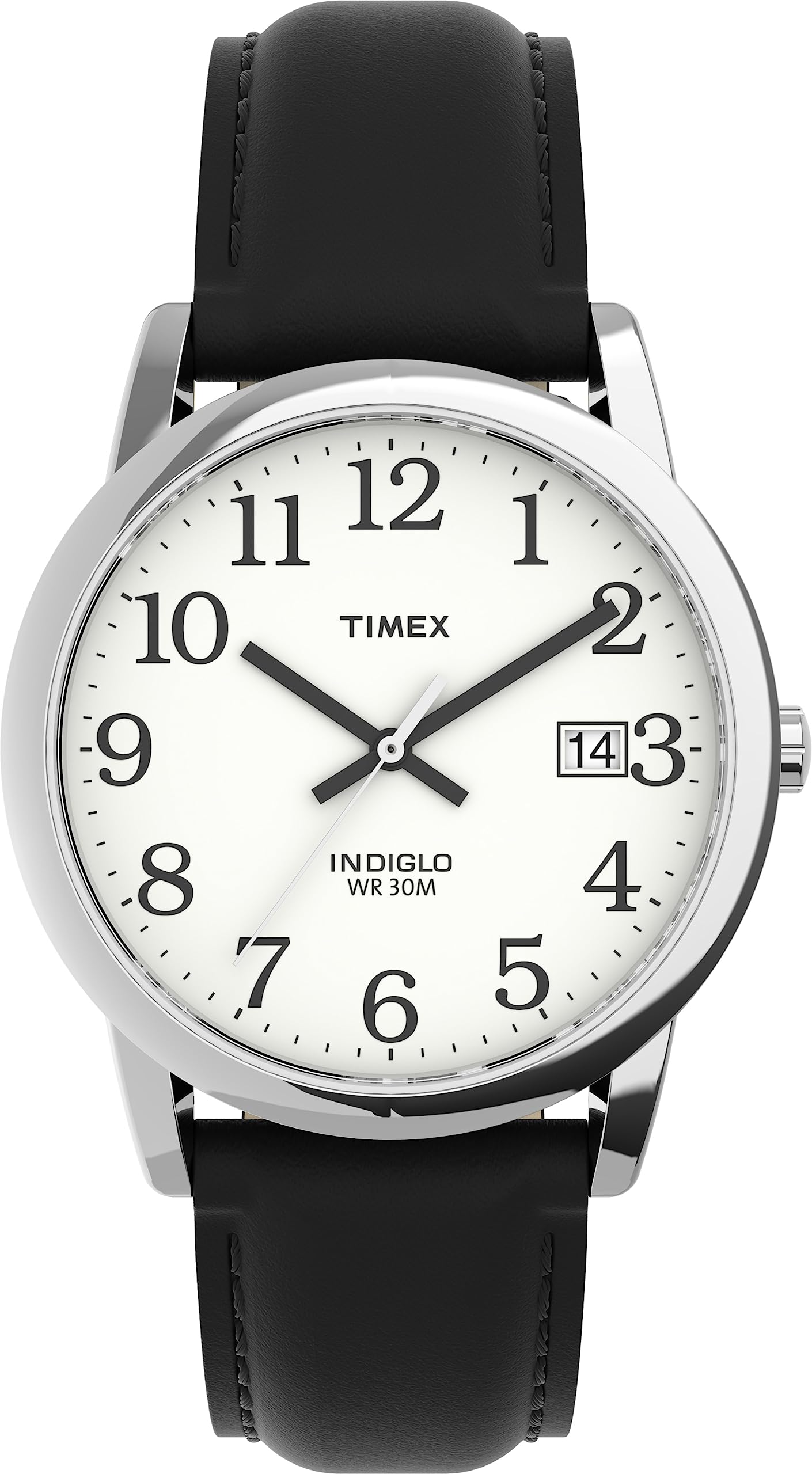 Timex T2H281 Easy Reader 35mm Black Leather Strap Watch