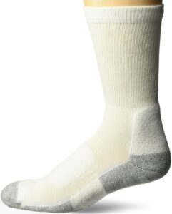 thorlos mens lwxm thin cushion walking crew socks, white, large us