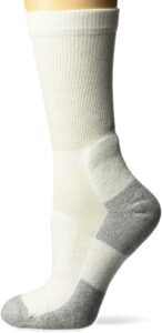 thorlos women's lwxw thin cushion walking crew socks, white/platinum, medium