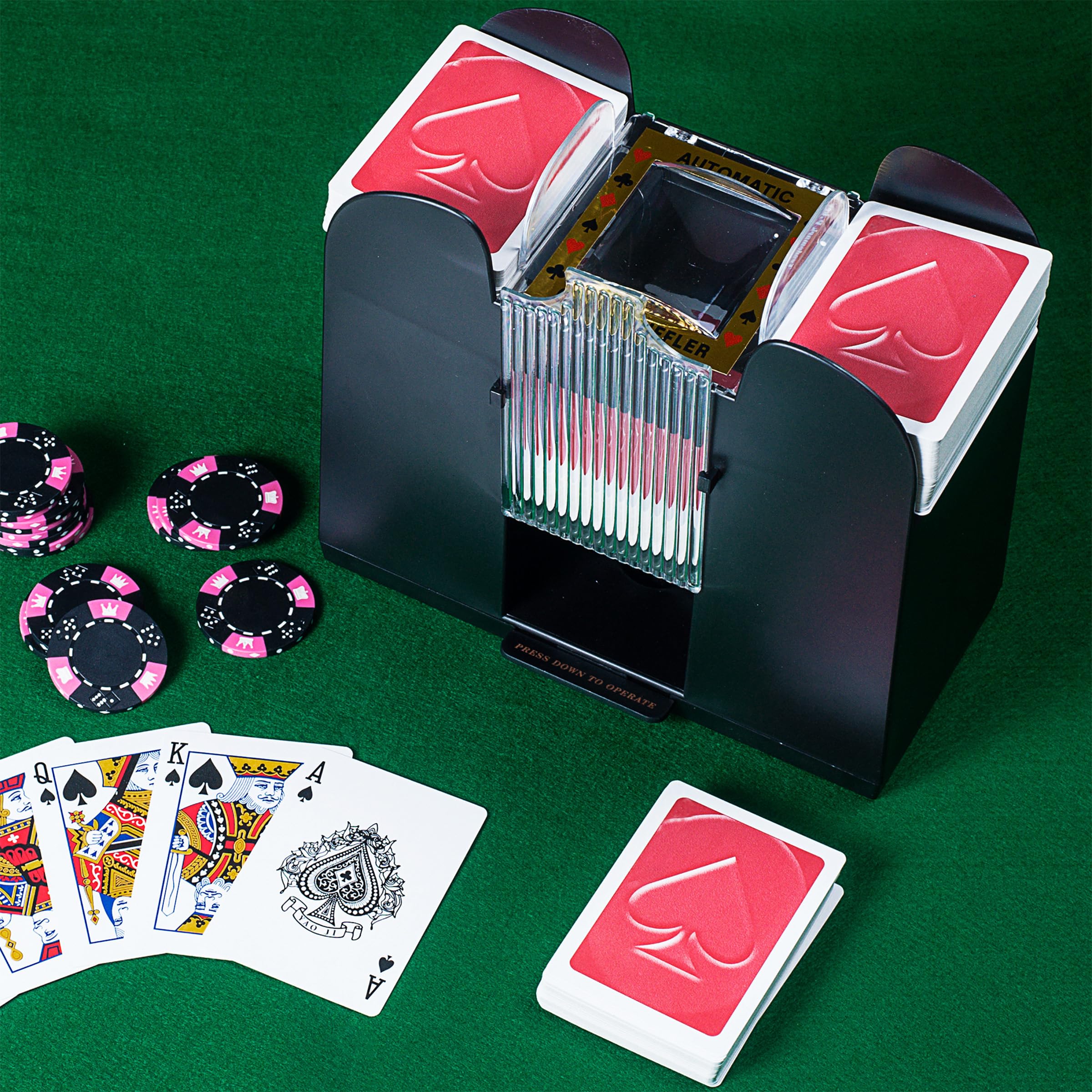 Automatic Card Shuffler - Battery-Operated 6-Deck Playing Card Dispenser - Game Night and Casino Accessories by Trademark Poker