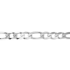 Thick Sterling Silver 13mm Figaro Link Chain Bracelet Heavy Beveled Edges Nickel Free Italy 8 inch