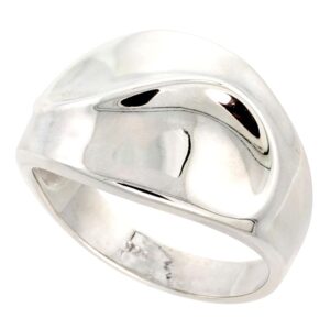 sterling silver cigar band ring for women hefty w/swirl flawless polished finish 5/8 inch size 10