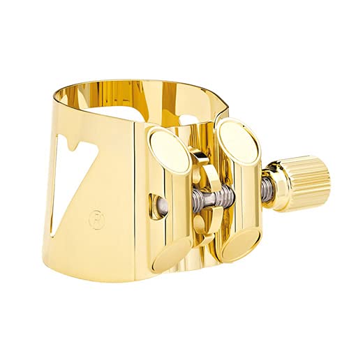 Vandoren LC07P Optimum Ligature and Plastic Cap for Alto Saxophone Gilded with 3 Interchangeable Pressure Plates, Black