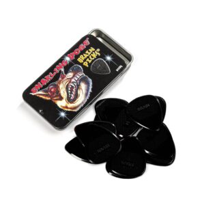 d'andrea snarling dog brain nylon guitar picks 12 pack with tin box (black, 0.88mm)