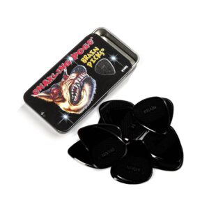 D'Andrea Snarling Dog Brain Nylon Guitar Picks 12 Pack with Tin Box (Black, 0.88mm)