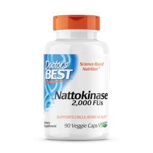 doctor's best nattokinase - 2, 000 fu of enzyme, supports heart health & circulatory & normal blood flow, non-gmo, gluten free, vegan, 90 vc (drb-00125)