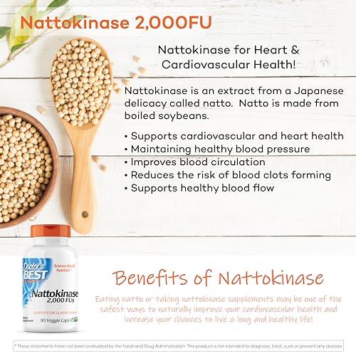 Doctor's Best Nattokinase - 2, 000 FU of Enzyme, Supports Heart Health & Circulatory & Normal Blood Flow, Non-GMO, Gluten Free, Vegan, 90 VC (DRB-00125)