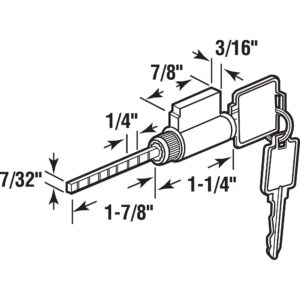 Slide-Co 1505 Sliding Glass Door Keyed Cylinder Lock (Single Pack)