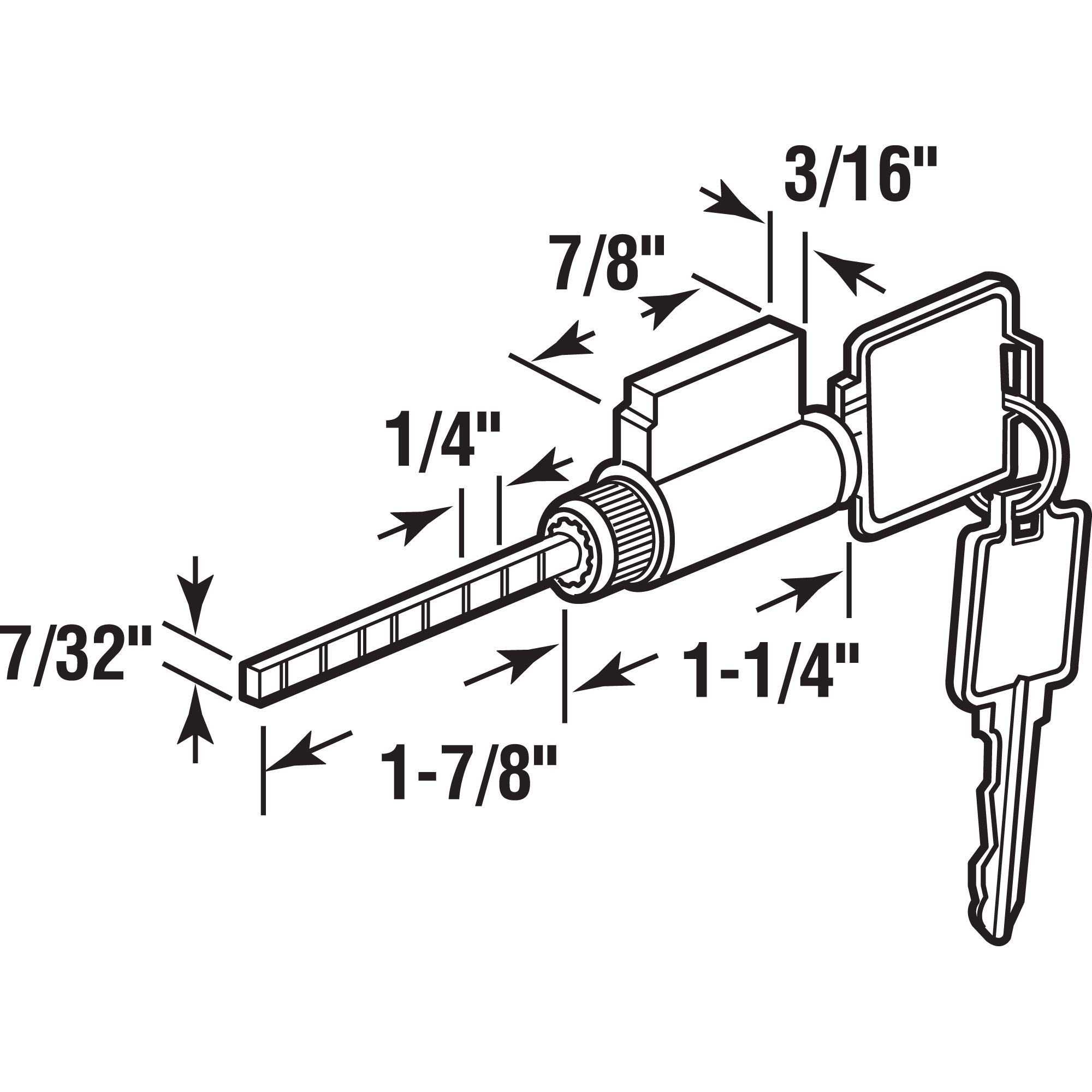 Slide-Co 1505 Sliding Glass Door Keyed Cylinder Lock (Single Pack)