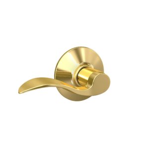 schlage f10 v acc 605 accent door lever, hall & closet passage lock, bright brass