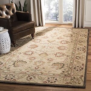 safavieh anatolia collection area rug - 8' x 10', beige & beige, handmade traditional oriental wool, ideal for high traffic areas in living room, bedroom (an512a)