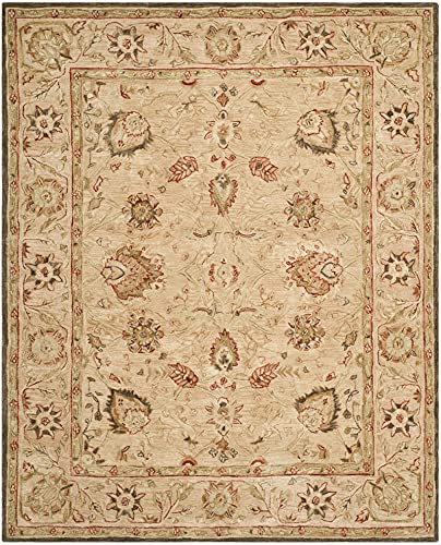 SAFAVIEH Anatolia Collection Area Rug - 8' x 10', Beige & Beige, Handmade Traditional Oriental Wool, Ideal for High Traffic Areas in Living Room, Bedroom (AN512A)