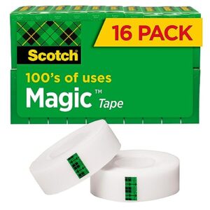 scotch magic tape, invisible, home office supplies and back to school supplies for college and classrooms, 16 rolls