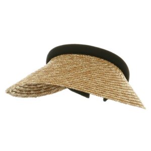 mg ladies sewn braid wheat straw clip-on visor (natural)