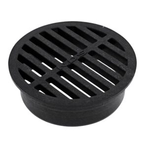 nds 11, 4 in. round grate cover connects to 4 inch drain pipes & fittings, for small lawns, landscaping and patios, black plastic