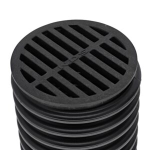 NDS 11, 4 in. Round Grate Cover Connects to 4 Inch Drain Pipes & Fittings, for Small Lawns, Landscaping and Patios, Black Plastic