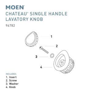 Moen 96782 Chateau Replacement Single Handle Bathroom Faucet Acrylic Knob Handle Kit