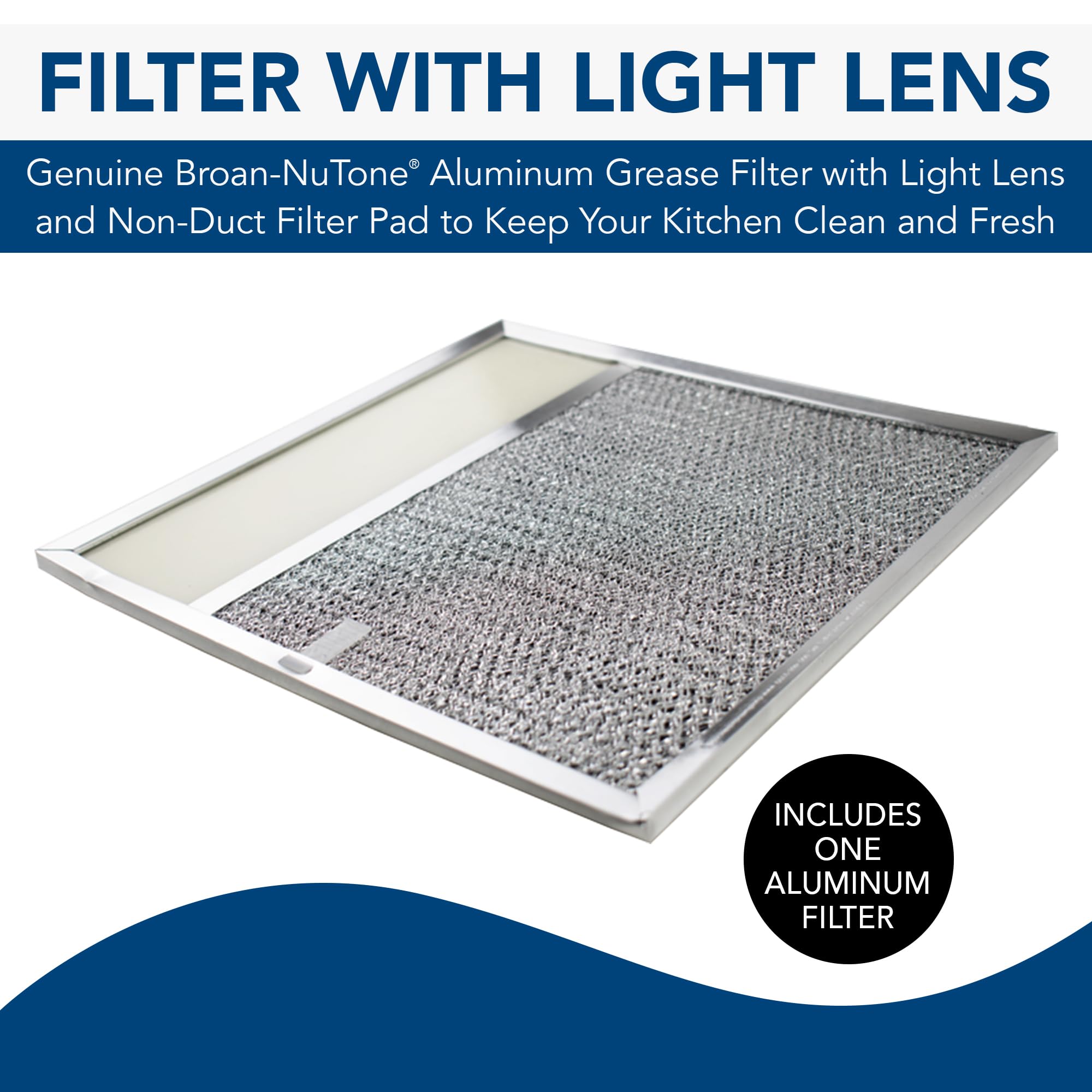 Broan-NuTone BP57 Aluminum Filter with Light Lens, Kitchen Exhaust Grease Filter, Stove Hood Vent Air Filter