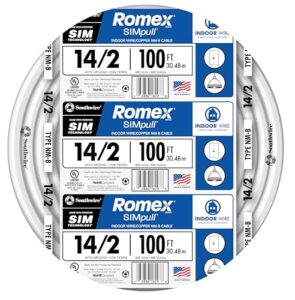 southwire romex brand simpull solid indoor 14/2 w/g nmb cable 100ft coil - sw# 28827423