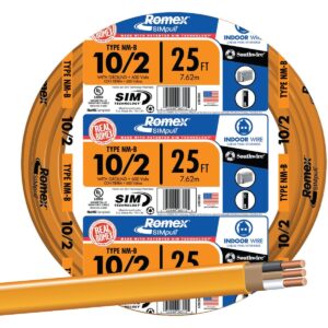 southwire romex brand simpull solid indoor 10/2 w/g nmb cable 25ft coil - sw 28829021