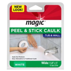 magic tub and wall peel and caulk strip - create a tight seal between the bathtub and wall to keep moisture out - 1-5/8 inch by 11 feet - white