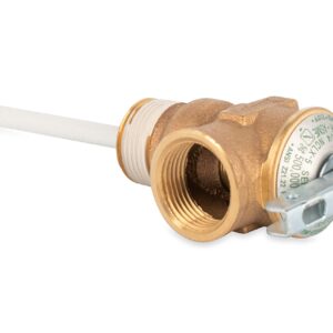 Camco Automatic Temperature and Pressure Relief Valve with Extension Probe and Lever | Features an All Brass Body with a Stainless Steel Pressure Spring | (10473), Silver/Pewter