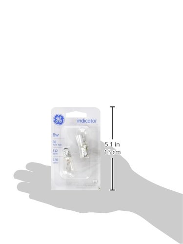 GE Appliance Incandescent Light Bulb, S6 Light Bulb, 6-Watt, Candelabra Base, Soft White, 2-Pack