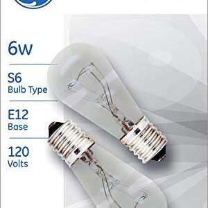 GE Appliance Incandescent Light Bulb, S6 Light Bulb, 6-Watt, Candelabra Base, Soft White, 2-Pack