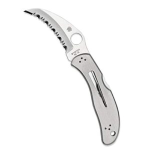 spyderco harpy folding utility knife with 2.75" hawkbill vg-10 steel blade and durable stainless steel handle - spyderedge - c08s