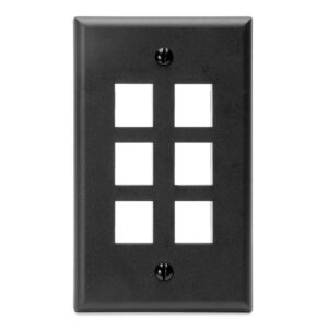 leviton 410806ep (41080-6ep) quickport single-gang 6-port wallplate (black)