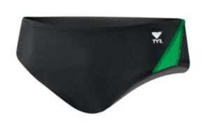 tyr men's standard alliance splice racer swimsuit, black/green, 34