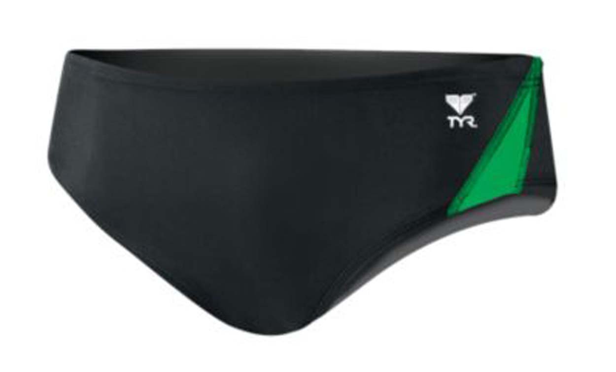 TYR Men's Standard Alliance Splice Racer Swimsuit, Black/Green, 34