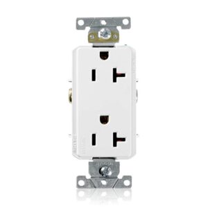 leviton 16342-w 20-amp, 125-volt, decora plus duplex receptacle, straight blade, commercial grade, self grounding, white