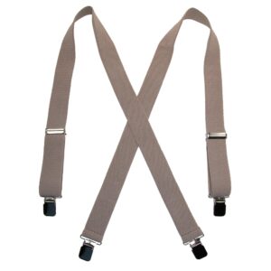 ctm® men's terry casual elastic clip-end 1 1/2 inch suspenders, khaki