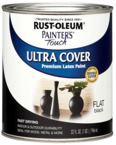 rust-oleum 1976502 painter's touch latex paint, flat black 32 fl oz, 1 quarts, (pack of 1)