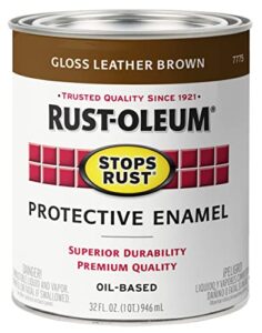 rust-oleum stops rust gloss brush on paintrust-oleum 7775502 stops rust brush on paint, quart, gloss leather brown, 1 quarts (pack of 1)