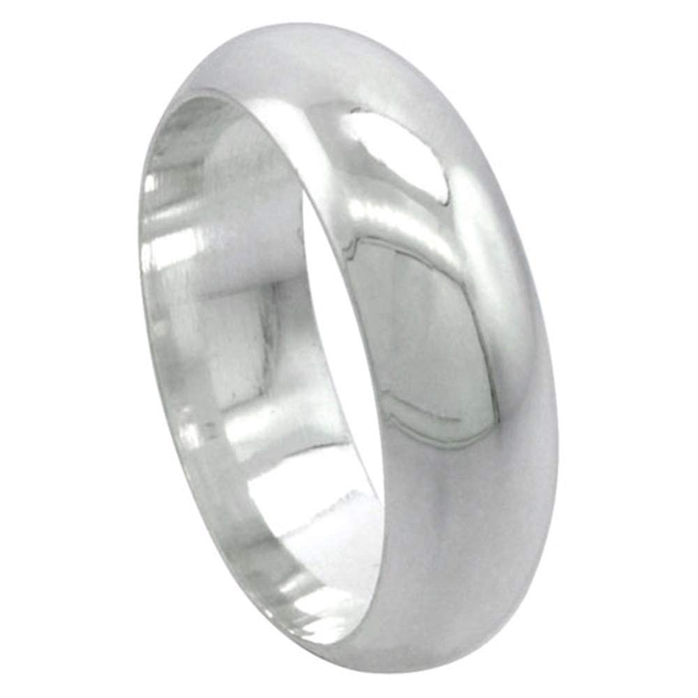 Sterling Silver 7 mm Domed Wedding Band Thumb Ring for Women size 6.5