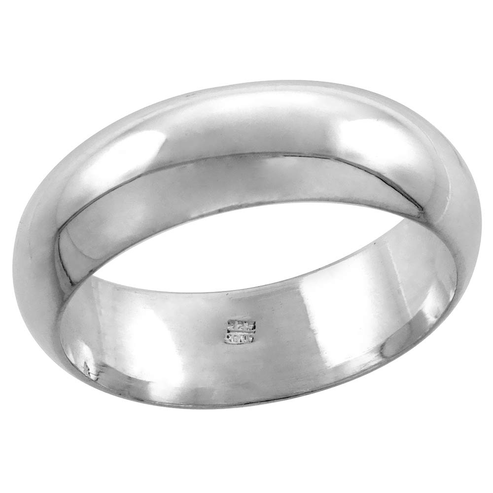 Sterling Silver 7 mm Domed Wedding Band Thumb Ring for Women size 6.5